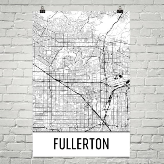 Fullerton Map Fullerton Art Fullerton Print Fullerton CA - Etsy