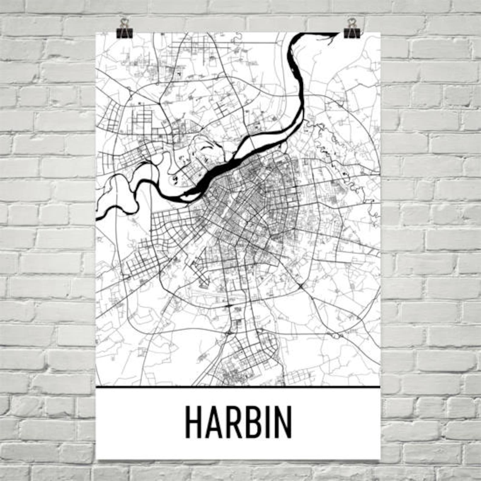 Harbin Map Harbin Art Harbin Print Harbin China Poster | Etsy
