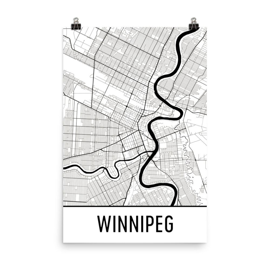Winnipeg City Street Map Art Print: Minimalist Home Decor - Etsy