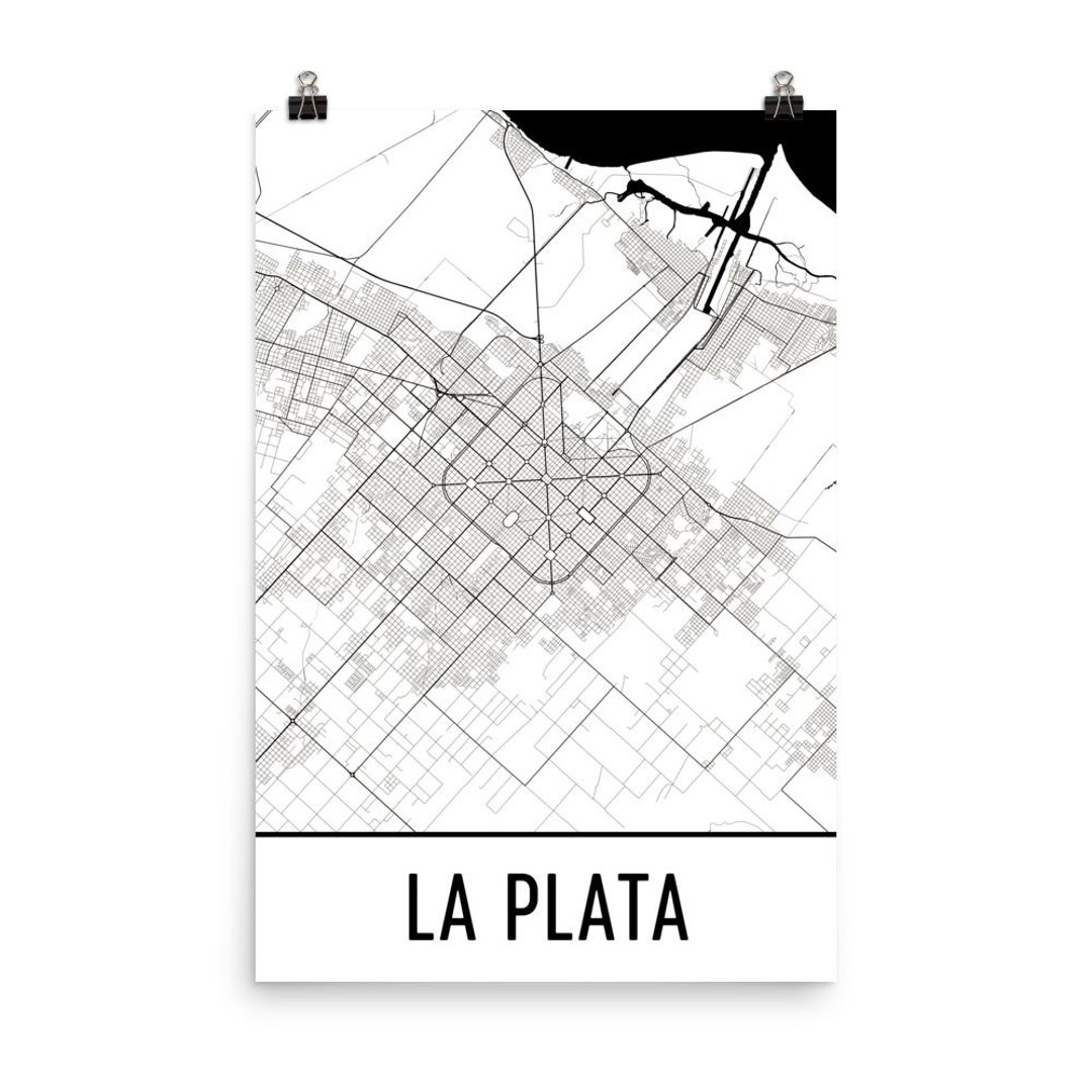 La Plata Map, La Plata Art, La Plata Print, La Plata Argentina Poster ...