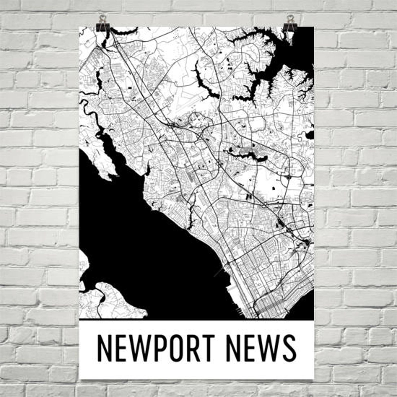 Newport News Map Newport News Art Newport News Print | Etsy