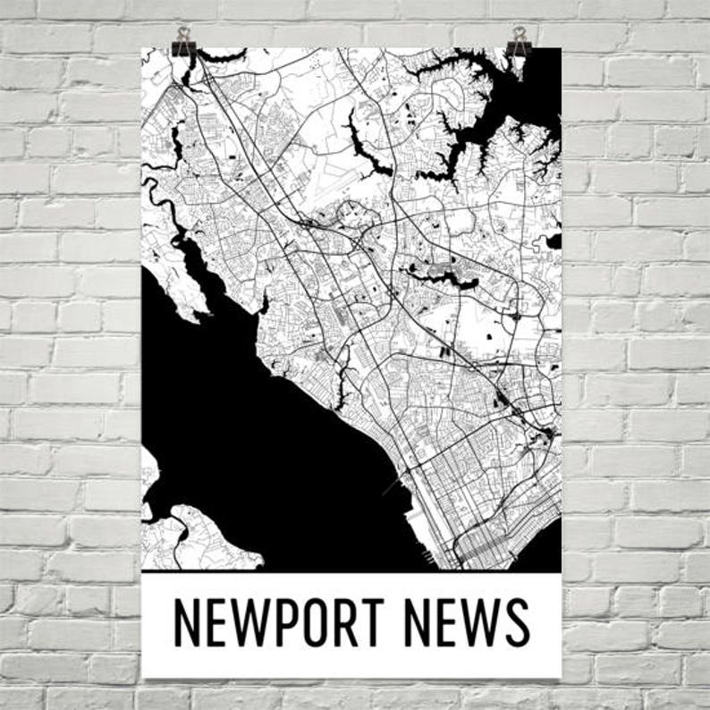 Newport News Map Newport News Art Newport News Print | Etsy