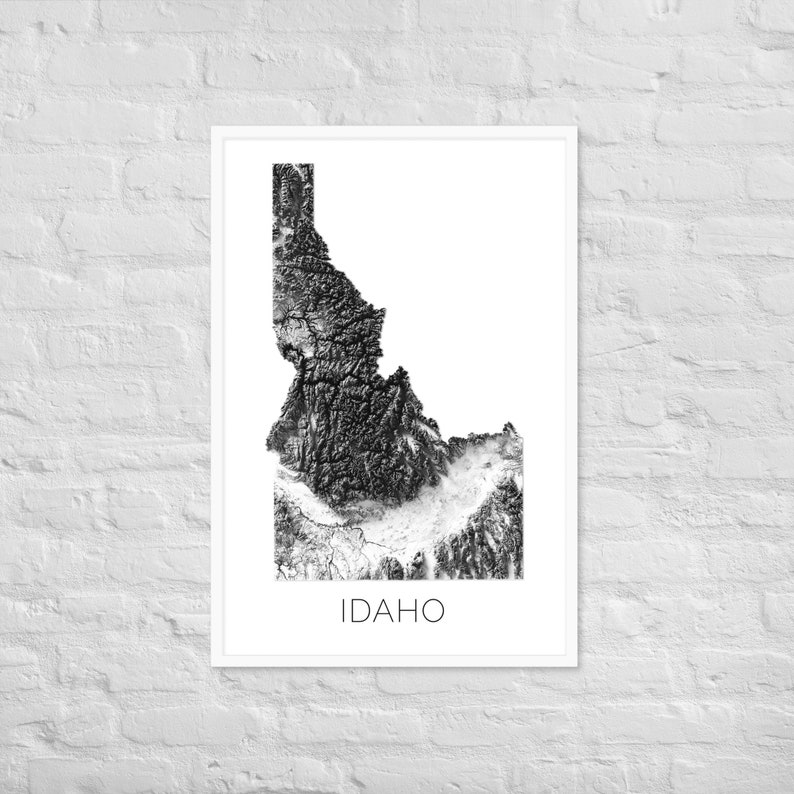 Idaho Topographic Map Map of Idaho ID Map Idaho Decor - Etsy