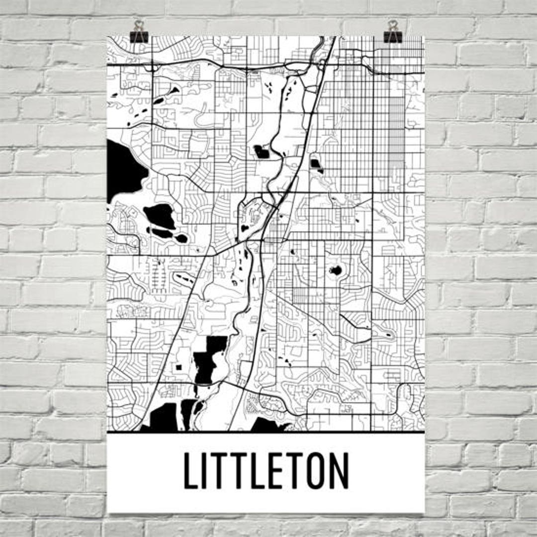 Littleton CO Map, Littleton Art, Littleton Print, Littleton Colorado ...