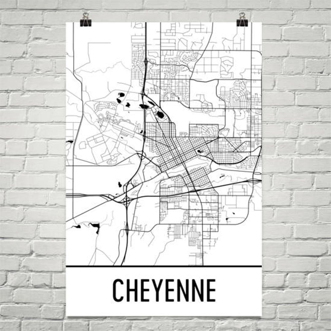 Cheyenne Map, Cheyenne WY Art, Cheyenne Print, Cheyenne WY Poster ...