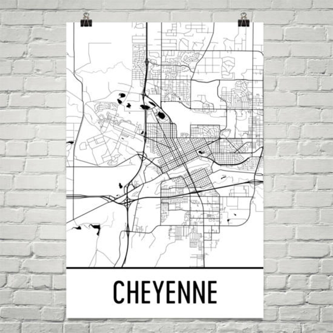 Cheyenne Map Cheyenne WY Art Cheyenne Print Cheyenne WY - Etsy