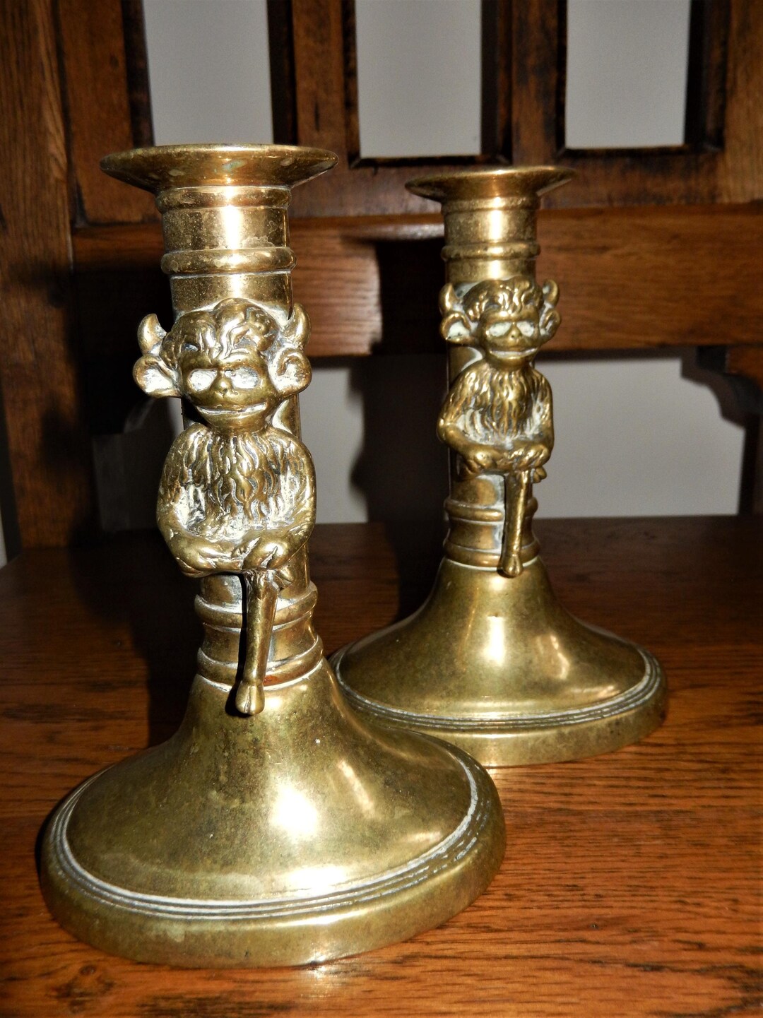 Georgian Candlesticks, Lincoln Imp, Gothic Georgian Pair Candleholders ...