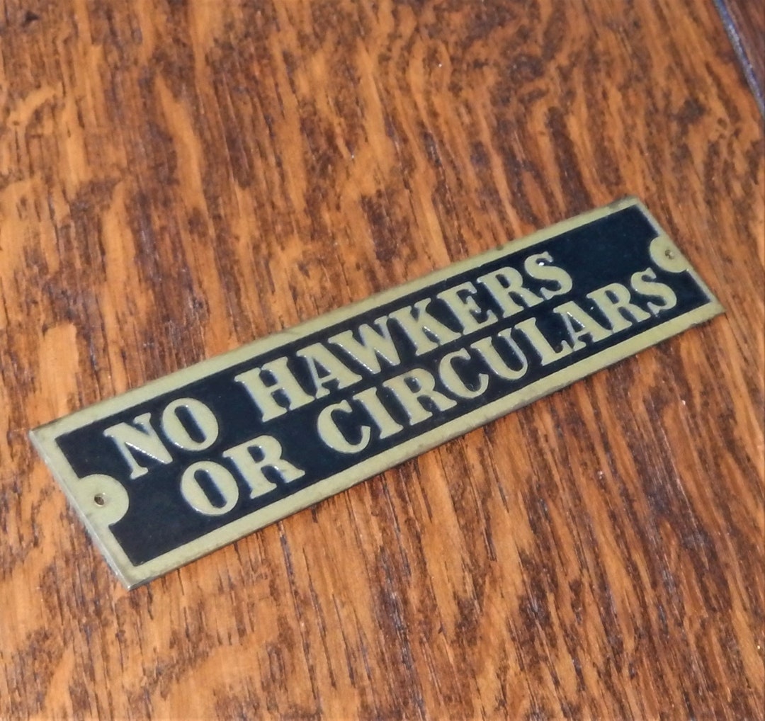 House Sign, No Hawkers No Circulars, English Brass Sign, Vintage Door ...