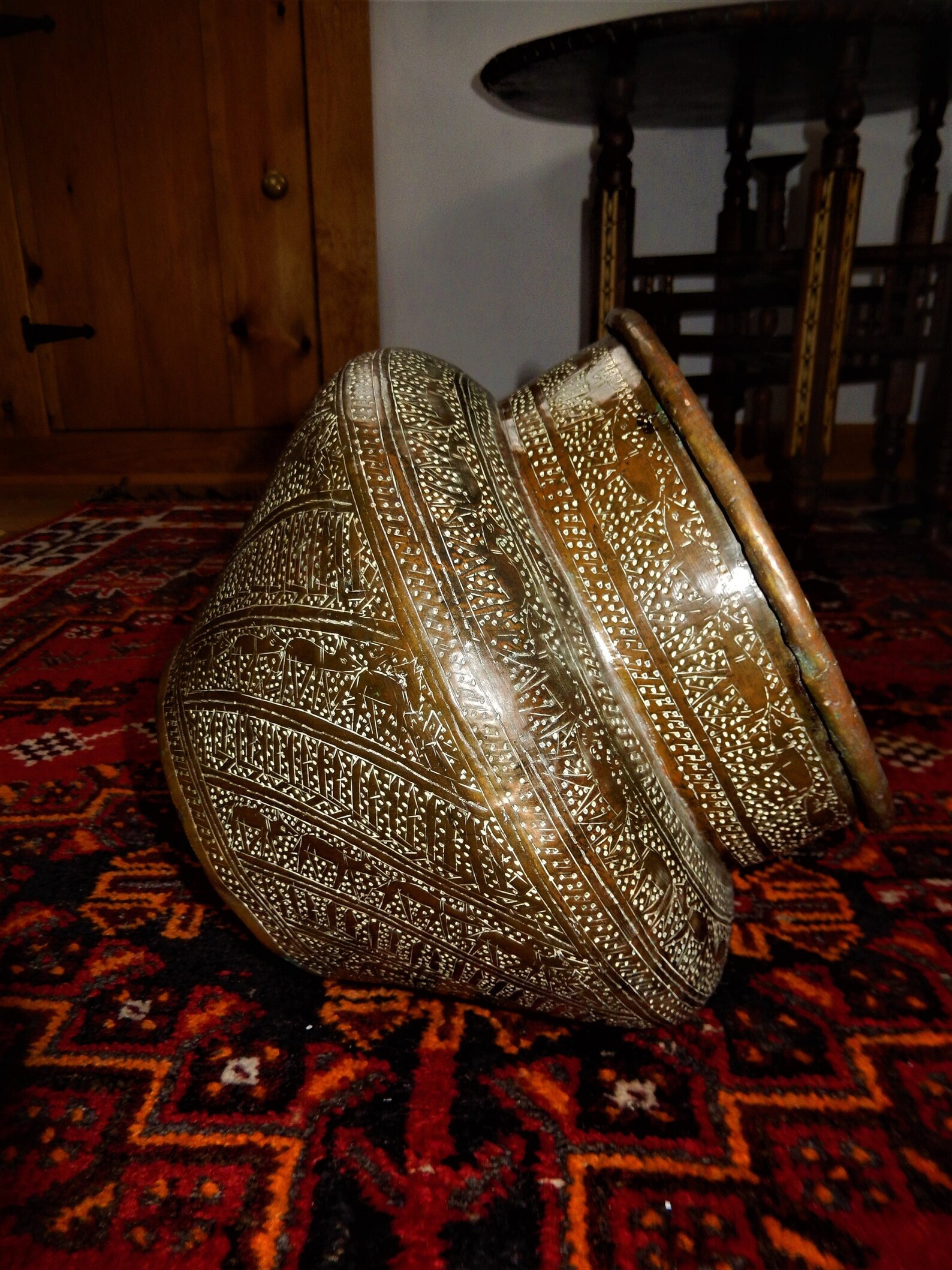 Antique Islamic Pot, Large Jardiniere, Hand Etched Pot, Brass Plant Pot ...