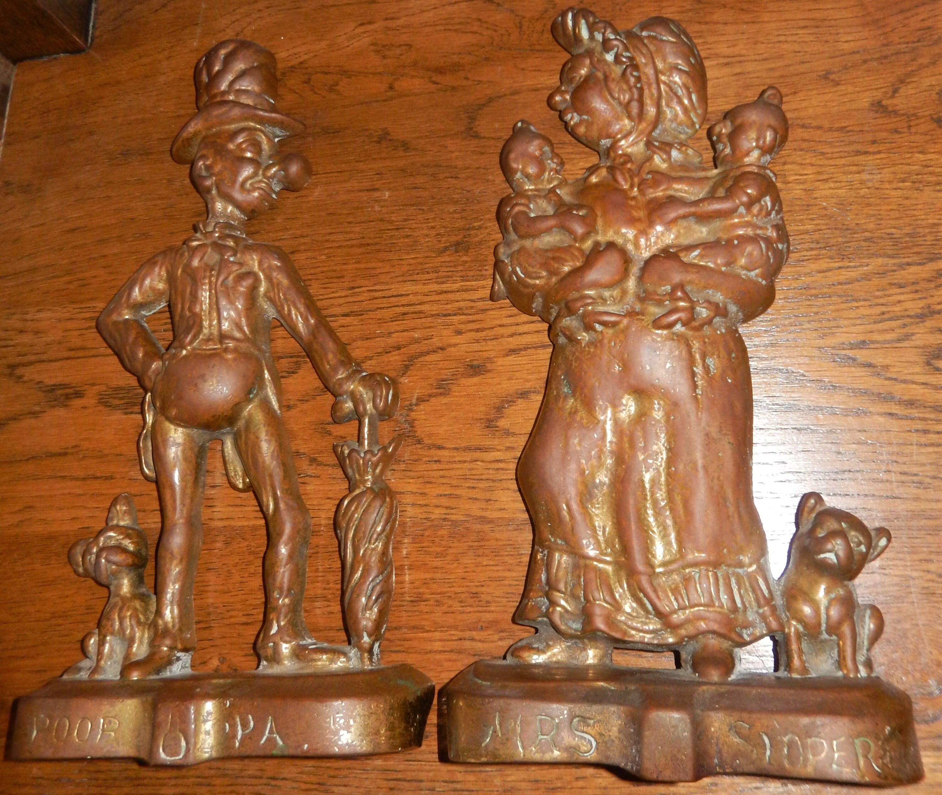 Victorian Brass Doorstops: Mr. & Mrs. Ally Sloper Comic Figures - Etsy UK