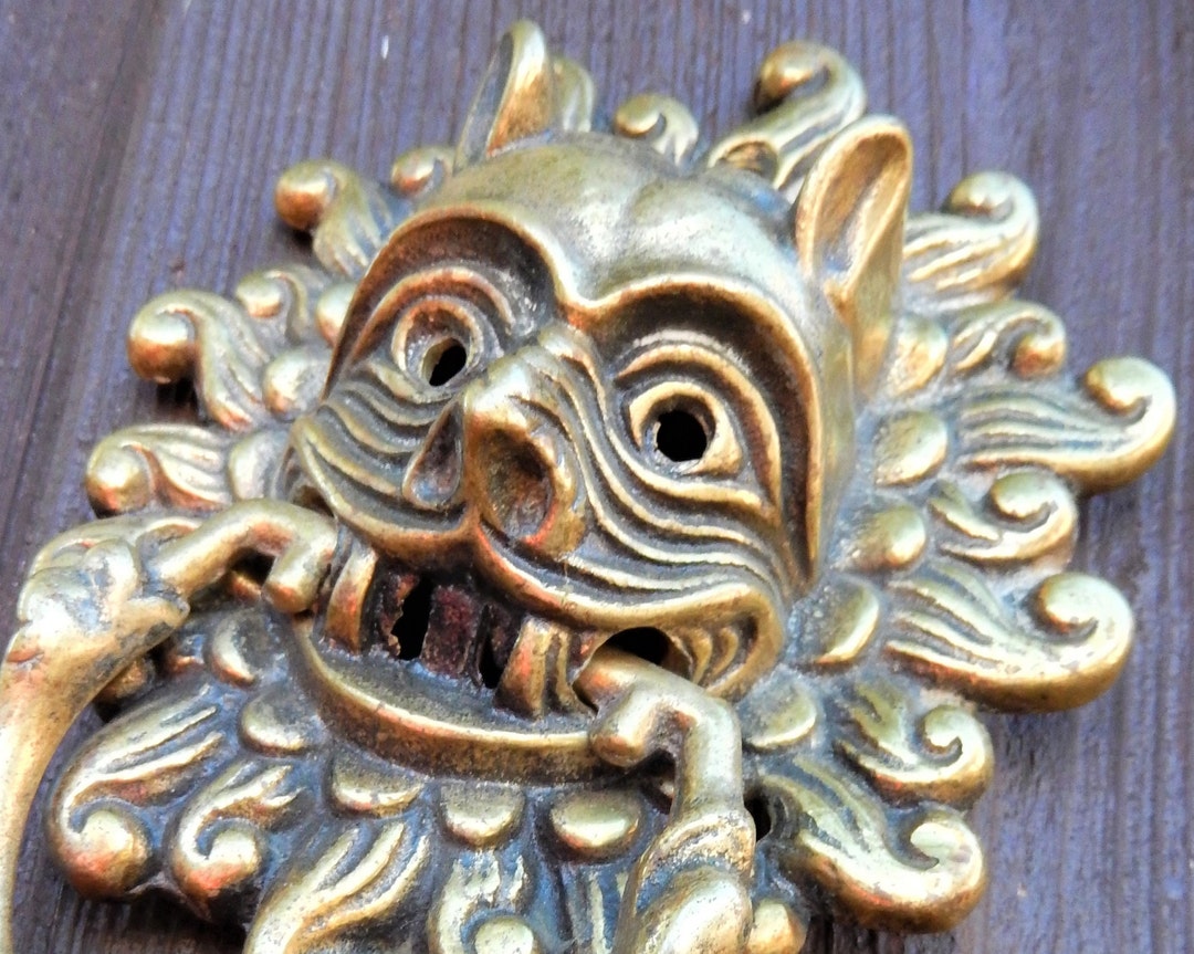 Durham Door Knocker, Medieval Brass Mask, Grotesque Face, Gothic ...