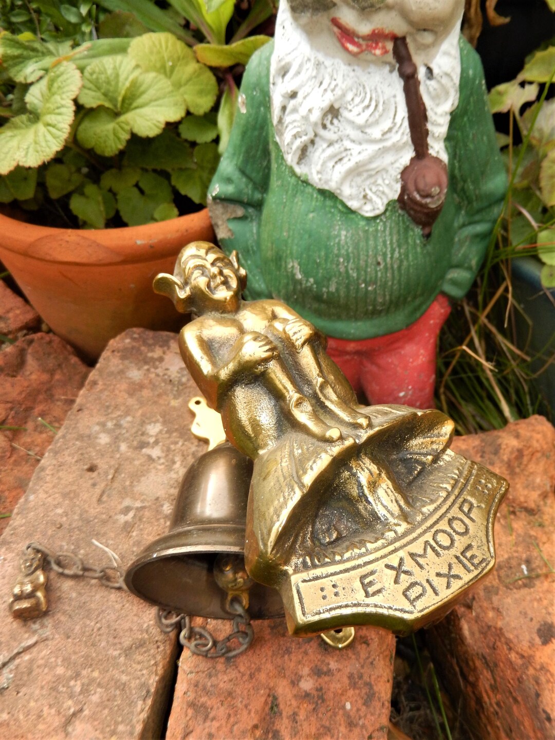 Vintage Brass Pixie Doorbell: Exmoor Cottage Decor, Lucky Charm Bell ...