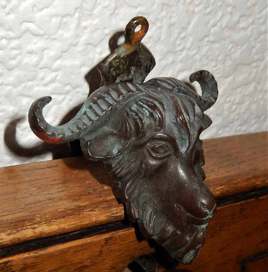 Horned Ram Knocker, Antique Door Rapper, Gothic Revival. Goat, Diablos ...