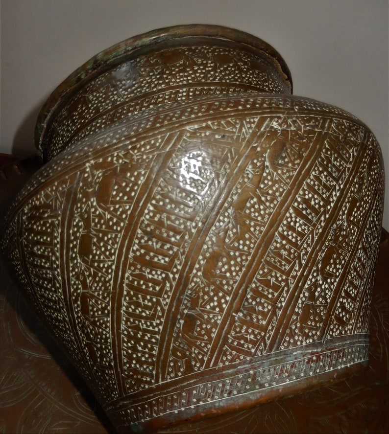 Antique Islamic Pot Large Jardiniere Hand Etched Pot Brass - Etsy