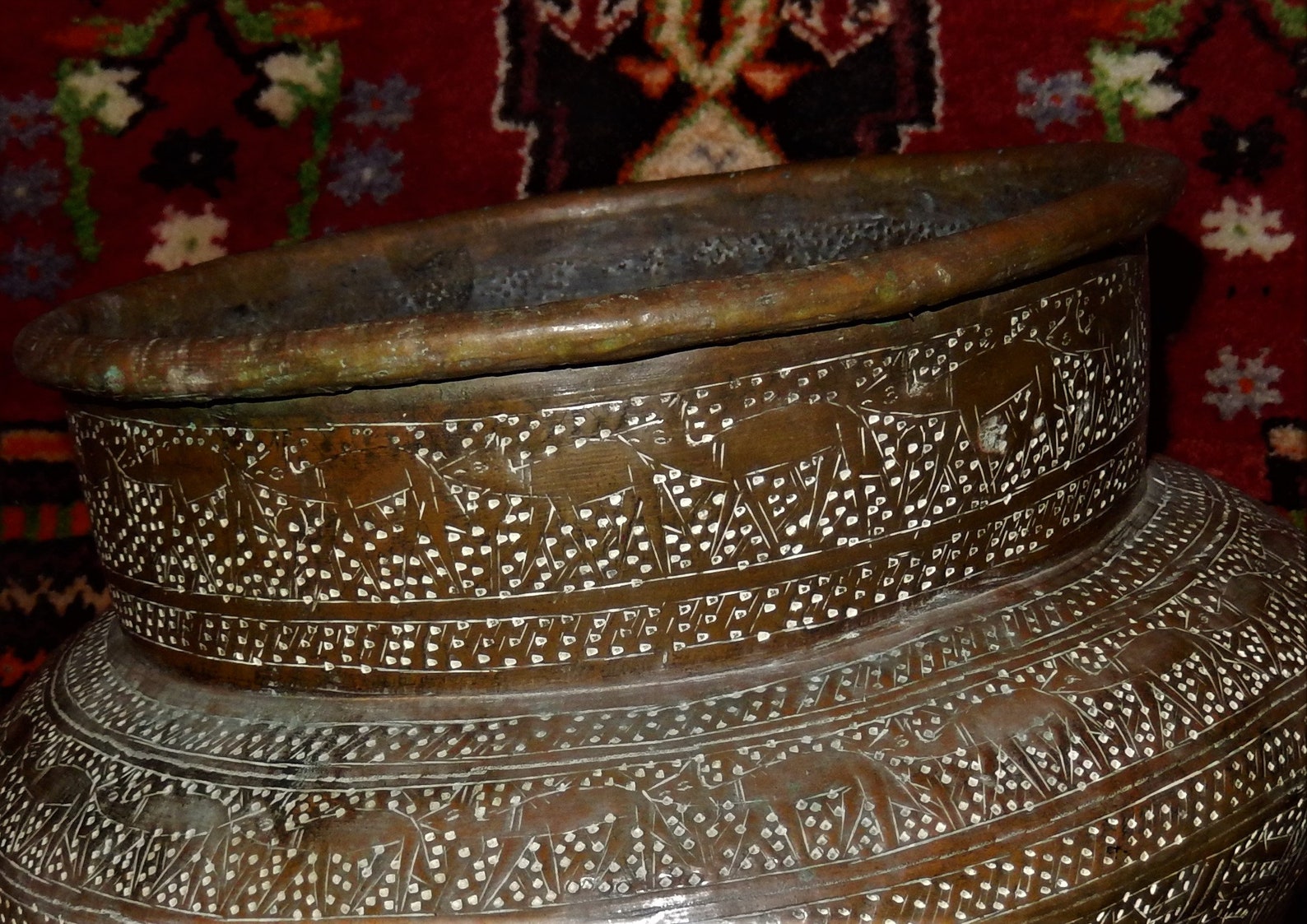 Antique Islamic Pot, Large Jardiniere, Hand Etched Pot, Brass Plant Pot ...