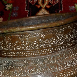 Antique Islamic Pot, Large Jardiniere, Hand Etched Pot, Brass Plant Pot ...
