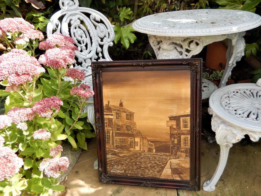 Original Bronte Oil Painting: Haworth Main Street, Black Bull Hotel by ...