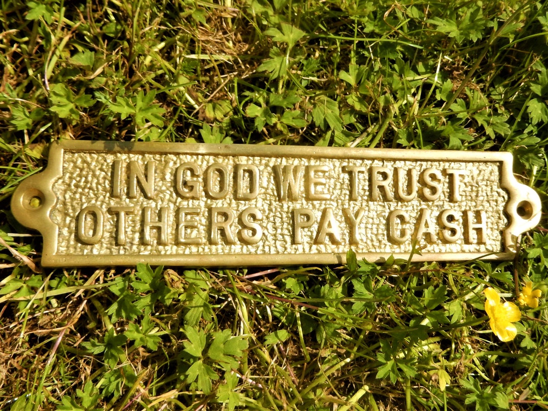 Vintage Brass "in God We Trust" Sign: Humorous Retro Wall Plaque - Etsy
