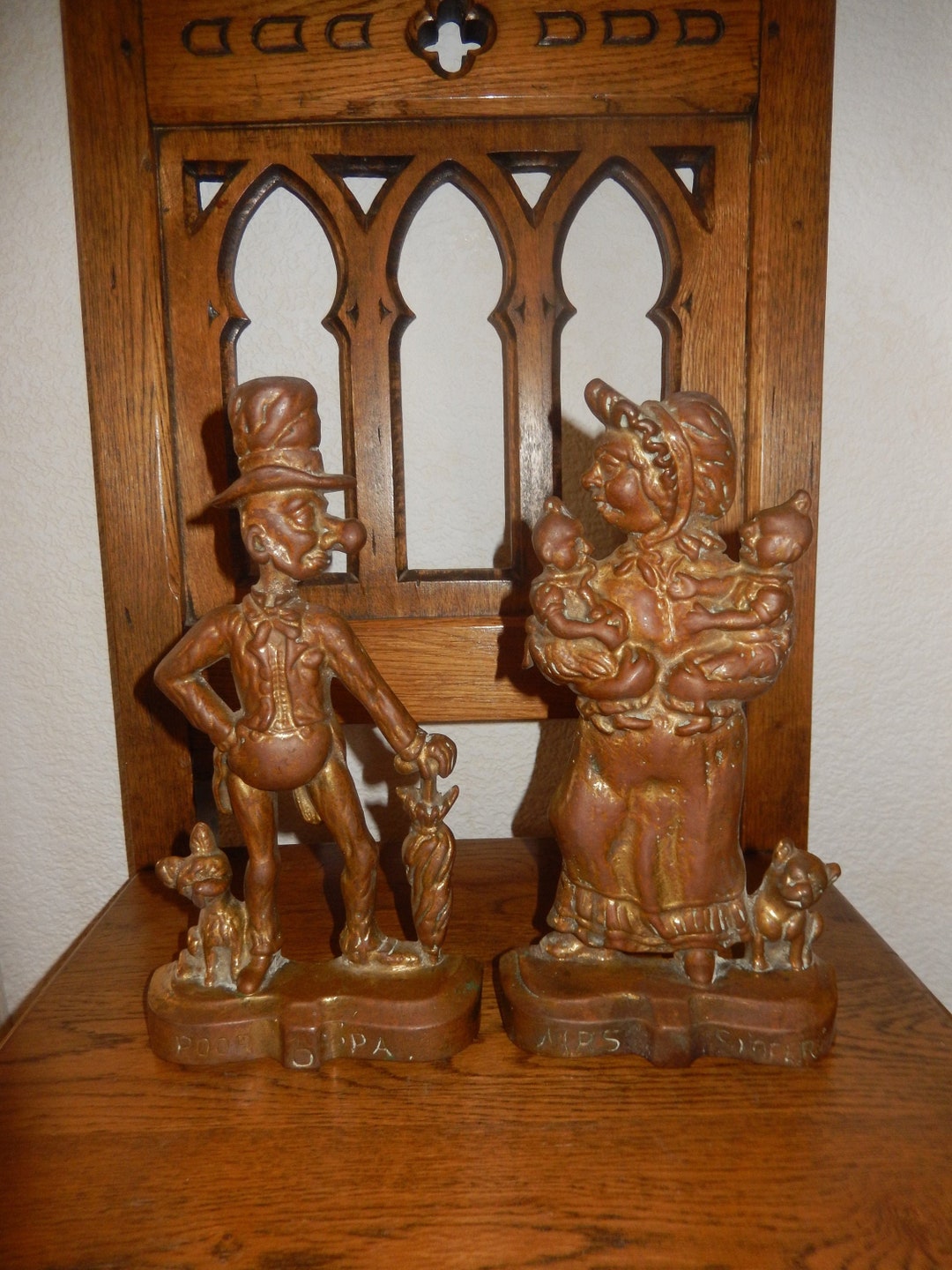 Victorian Brass Doorstops: Mr. & Mrs. Ally Sloper Comic Figures - Etsy UK