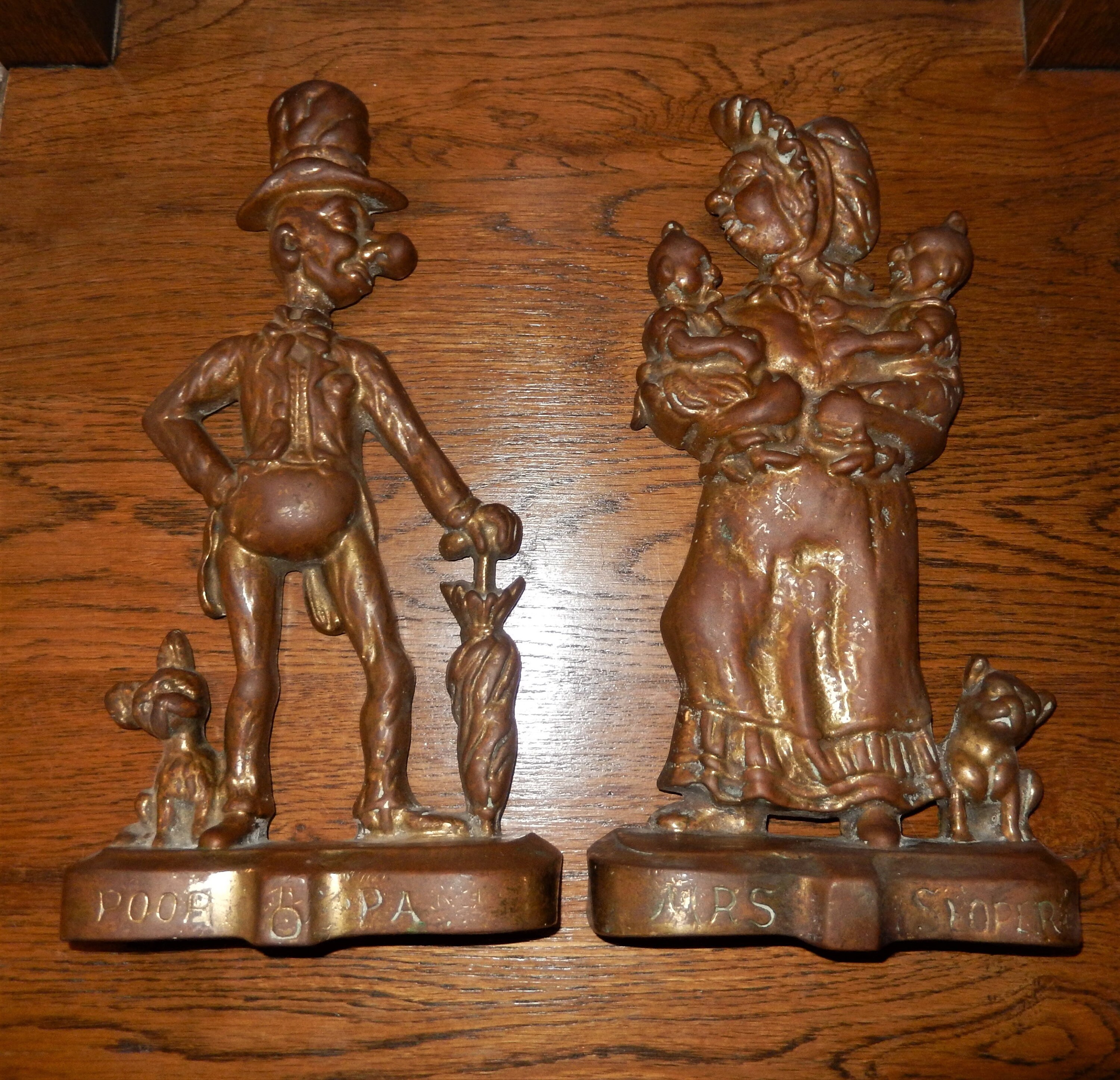 Victorian Brass Doorstops: Mr. & Mrs. Ally Sloper Comic Figures - Etsy UK
