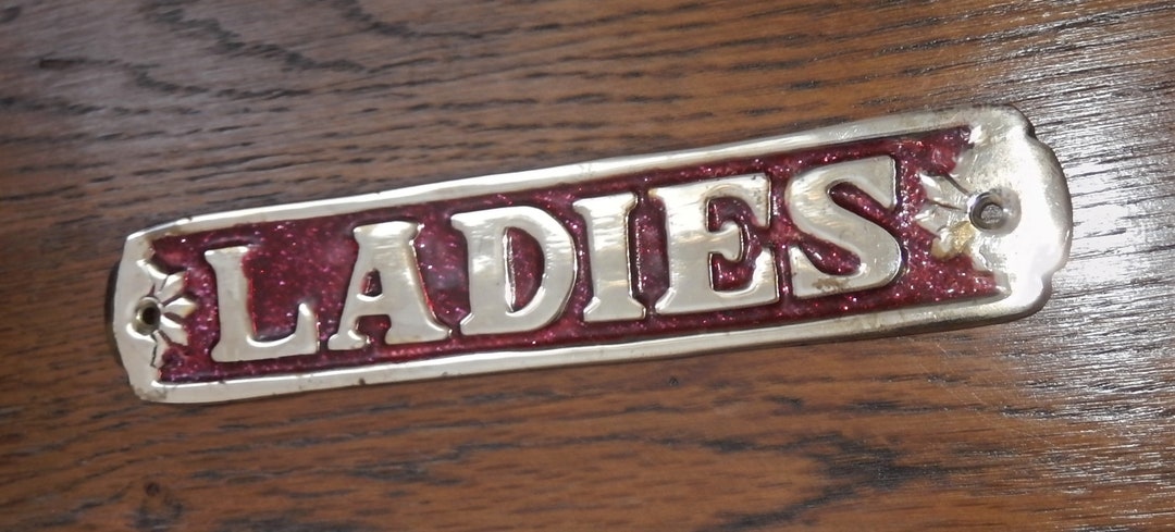 Ladies Loo Sign, Vintage Brass Ladies Sign, Brass Door Toilet Sign ...