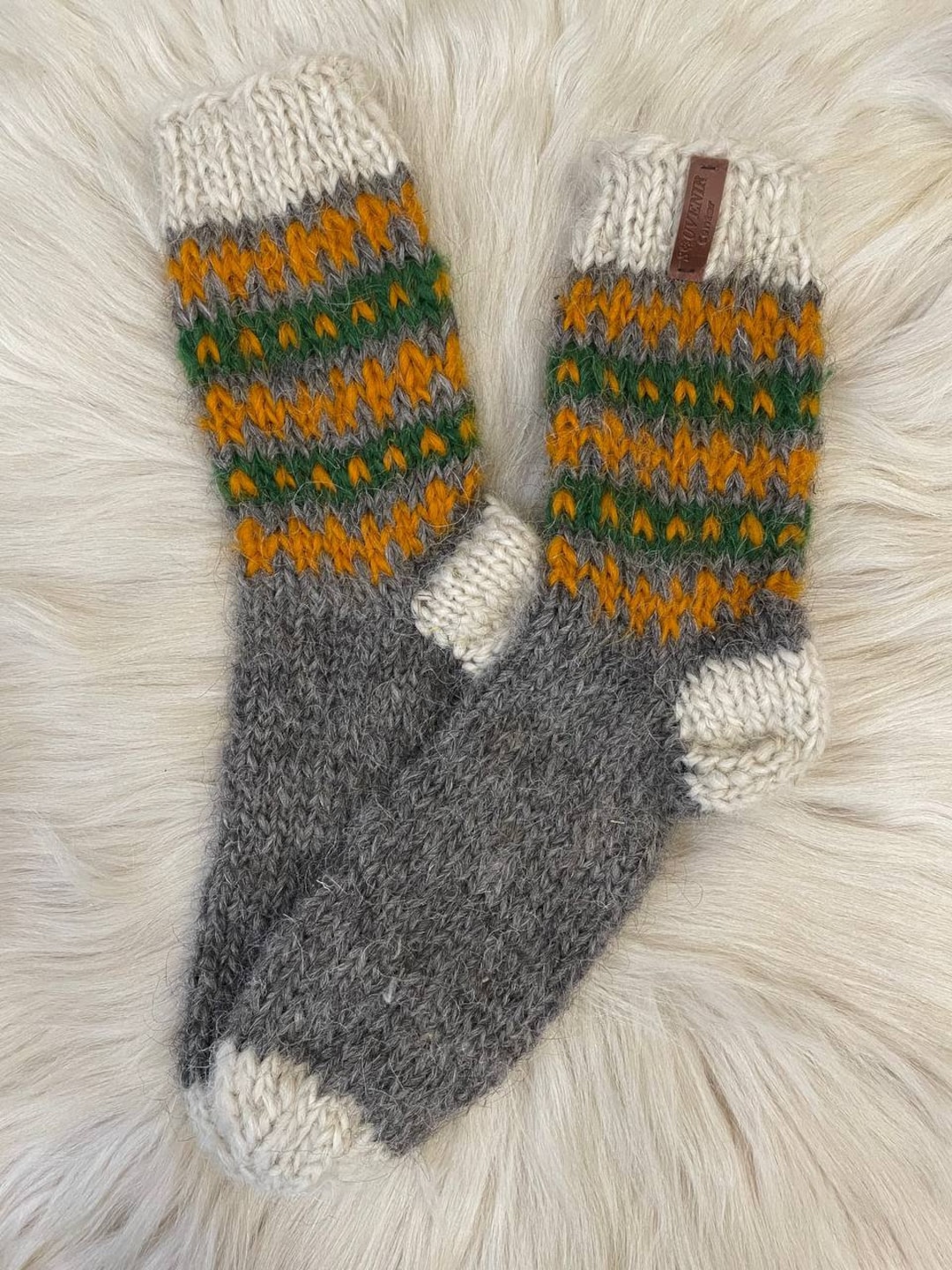 Wool Socks Hand Knitted Pure Sheep Wool 100% Natural Warm // Unisex ...