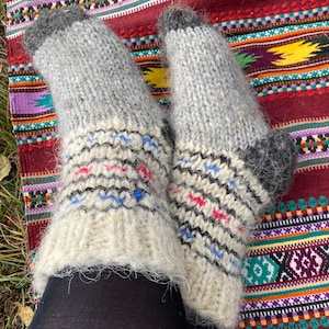 Hand Knitted Wool Socks//extra Thick//large Sizes//pure Wool Socks//bed ...