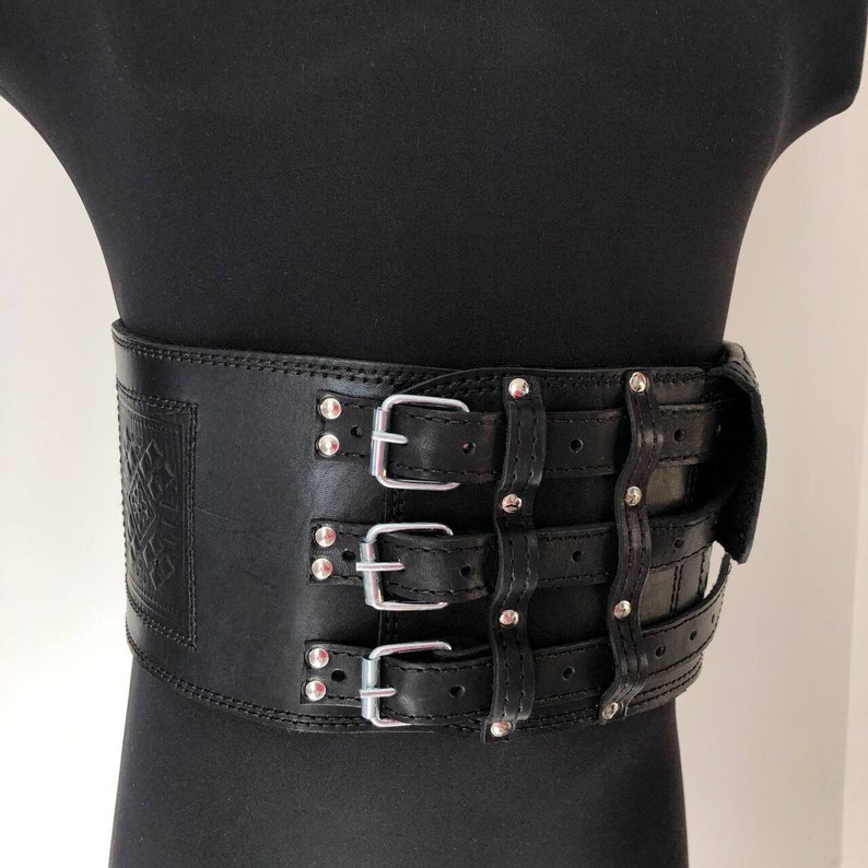 Handmade Black Leather Men's Corset Belt Wide Viking - Etsy
