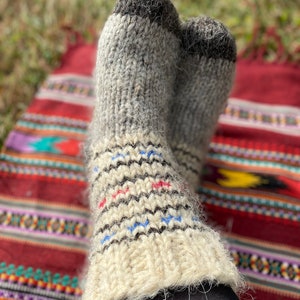 Hand Knitted Wool Socks//extra Thick//large Sizes//pure Wool Socks//bed ...