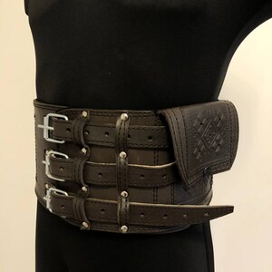 Handmade Brown Leather Men's Corset Belt - Wide Viking Style, Waist ...