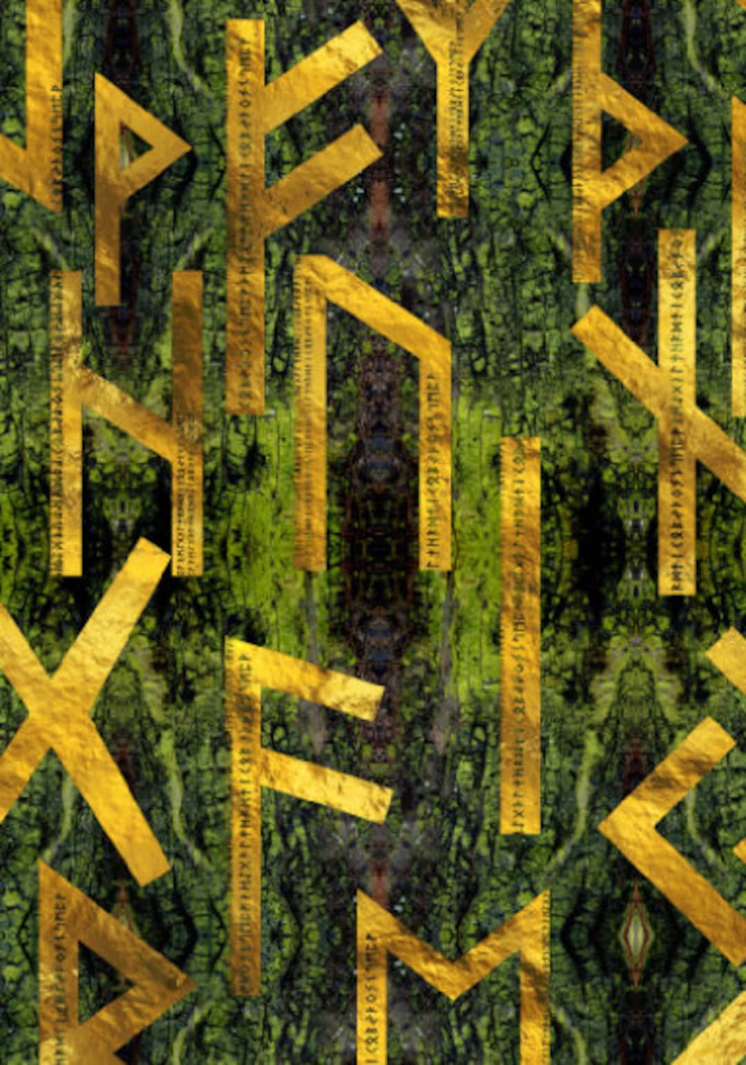 Green Gold Runes - Etsy