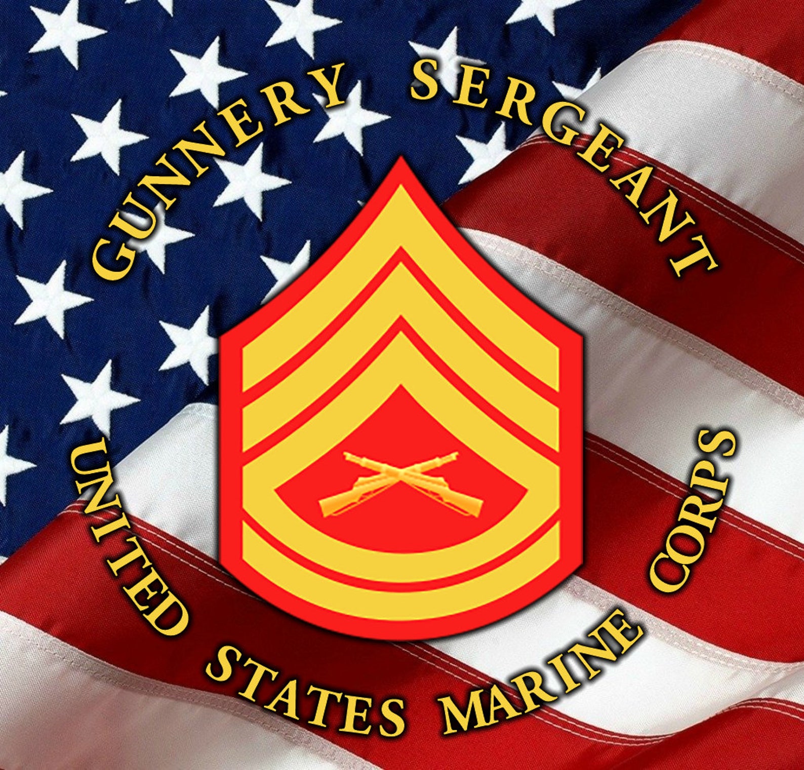 US Marine Gunnery SGT on Flag - Etsy
