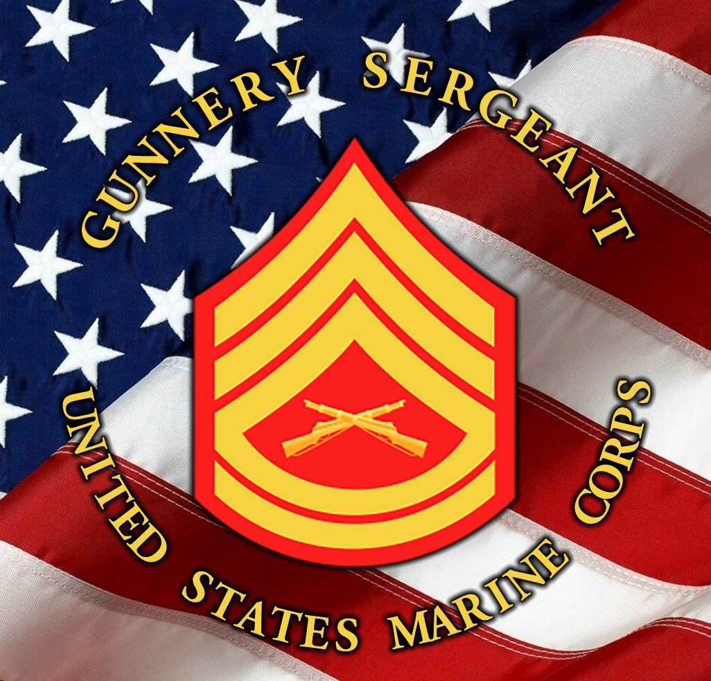 US Marine Gunnery SGT on Flag - Etsy