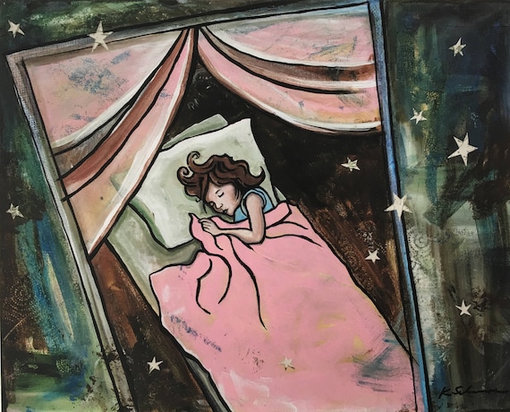 Peaceful Sleep. Girl Sleeping Art. Child Sleeping Painting. | Etsy