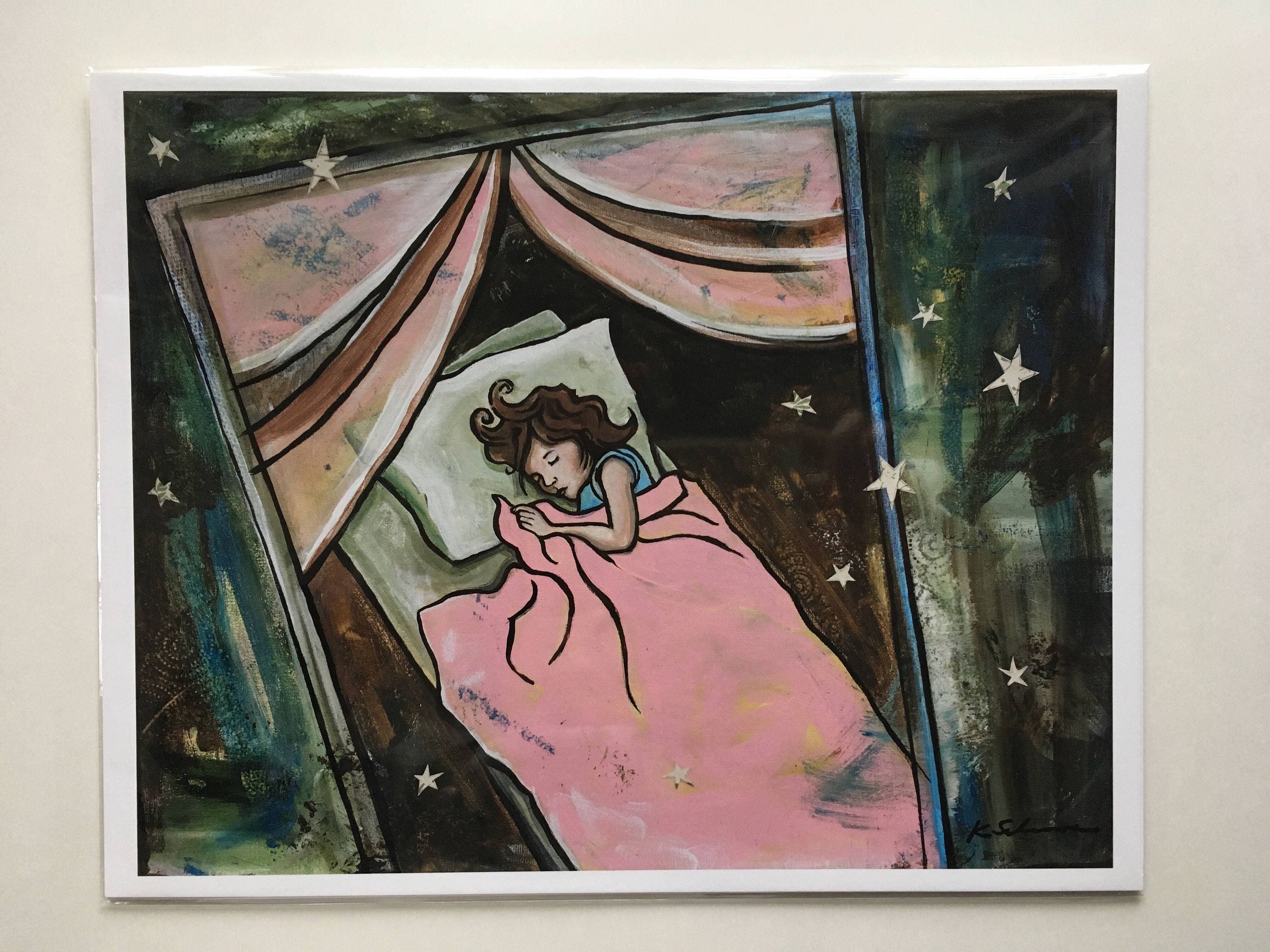 Peaceful Sleep. Girl Sleeping Art. Child Sleeping Painting. Girl Asleep ...
