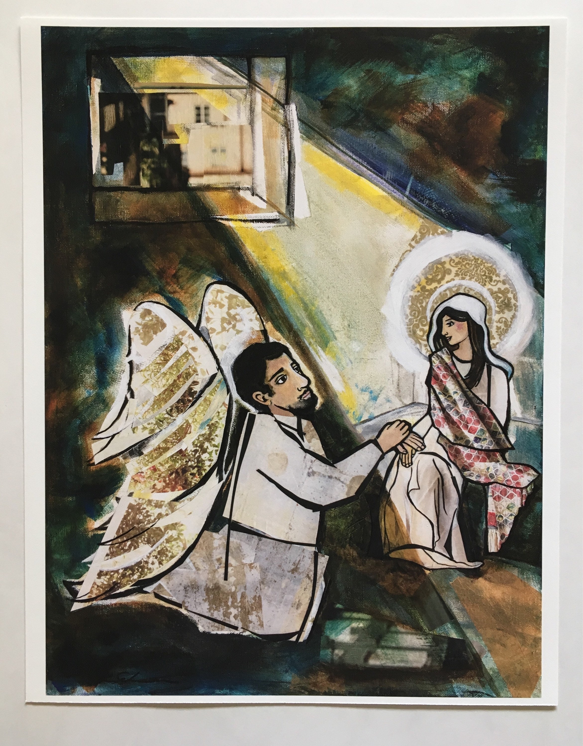 The Annunciation, Mary and Gabriel, Hail Mary Painting, Modern ...