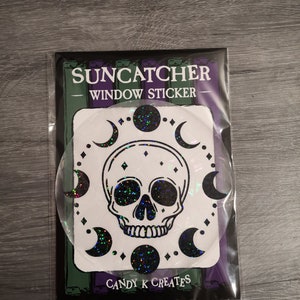 Skull Suncatcher Window Sticker, Moon Phase Suncatcher, Skull Sticker ...