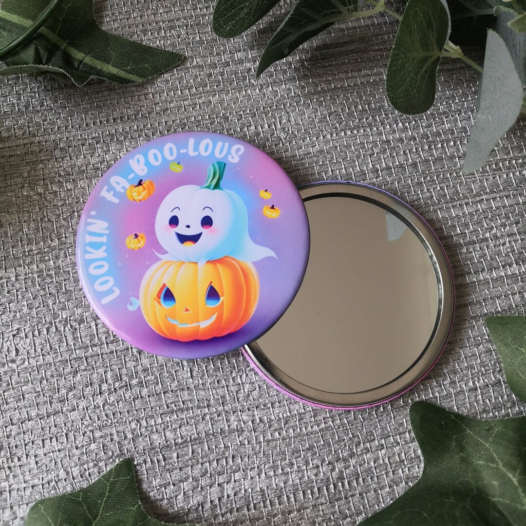 Ghost Pocket Mirror, Pumpkin Pocket Mirror, Cute Ghost Gift, Halloween ...