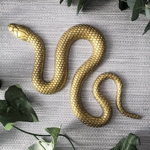 Gold Snake Wall Hanging, Snake Wall Art, Alt Home Decor, Unusual Gift, Snake Gift, Goth Decor ...