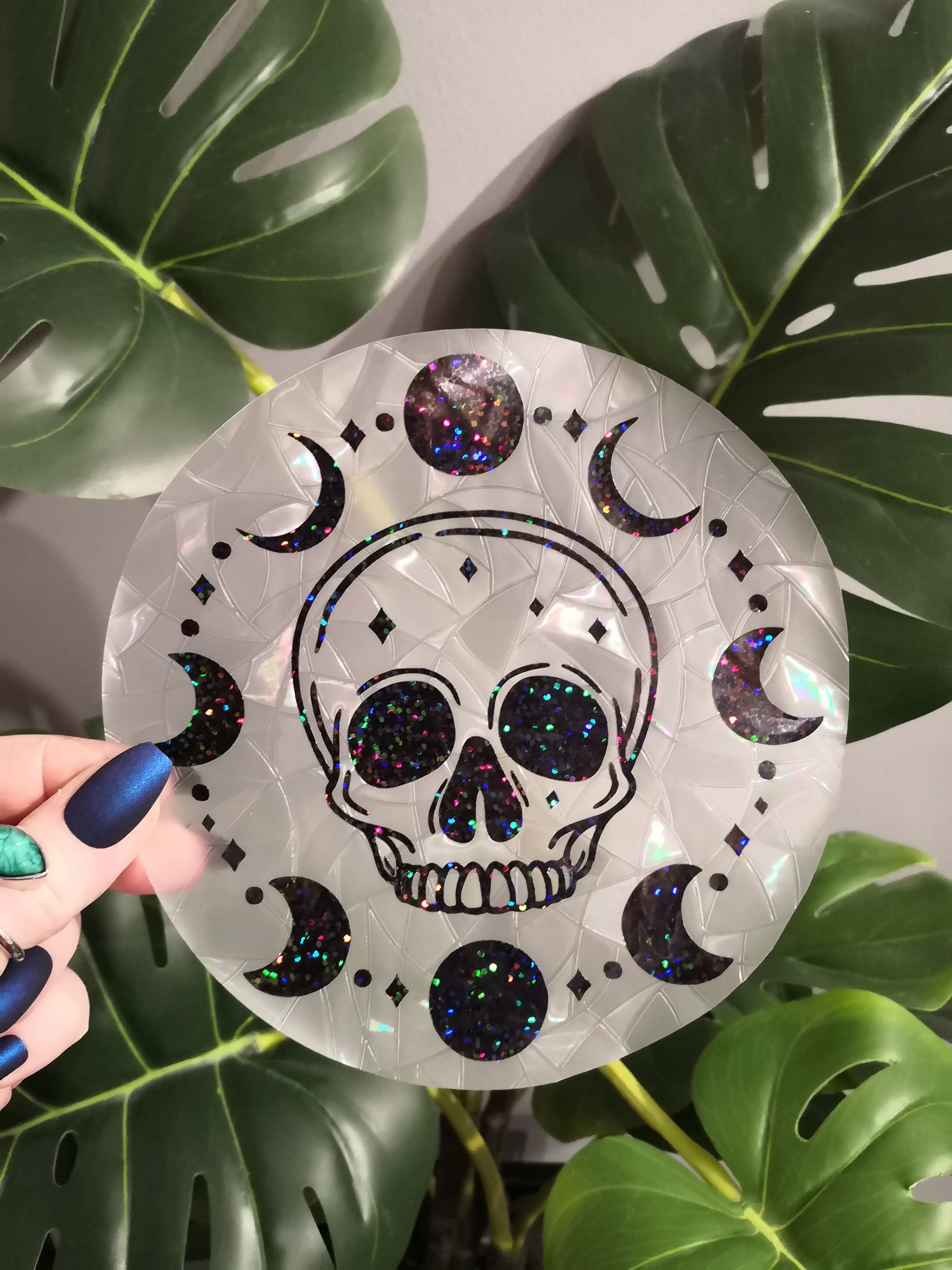 Skull Suncatcher Window Sticker, Moon Phase Suncatcher, Skull Sticker ...