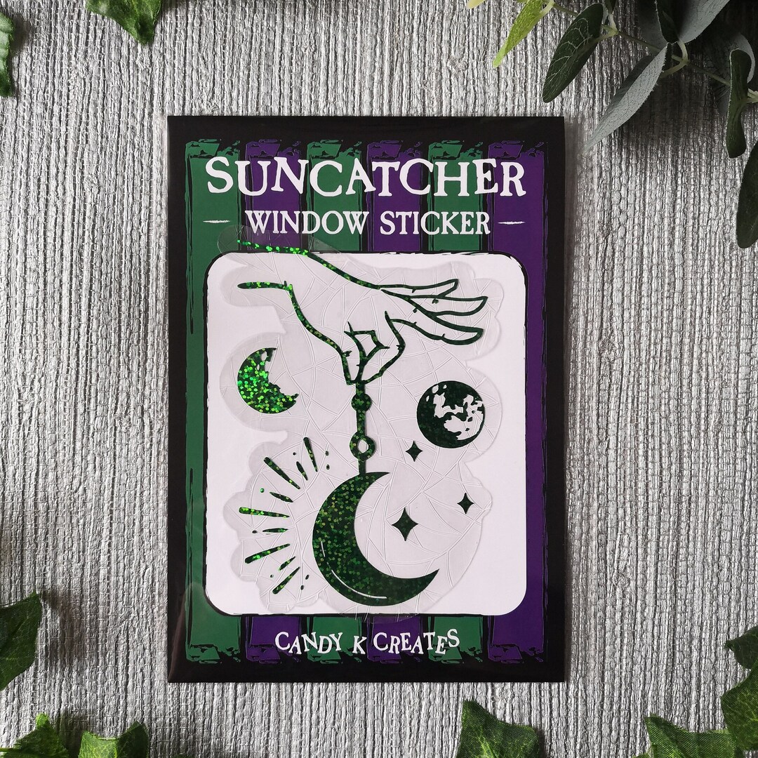Celestial Suncatcher, Hand and Moon Suncatcher Window Sticker ...