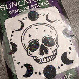 Skull Suncatcher Window Sticker, Moon Phase Suncatcher, Skull Sticker ...