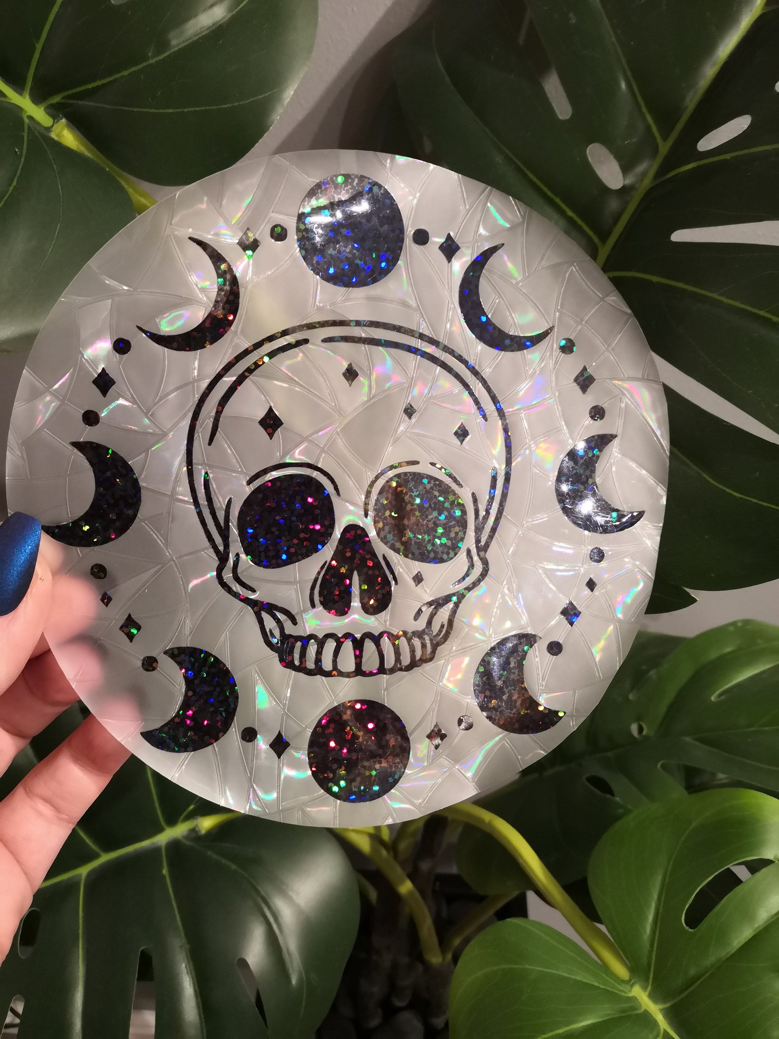 Skull Suncatcher Window Sticker, Moon Phase Suncatcher, Skull Sticker ...