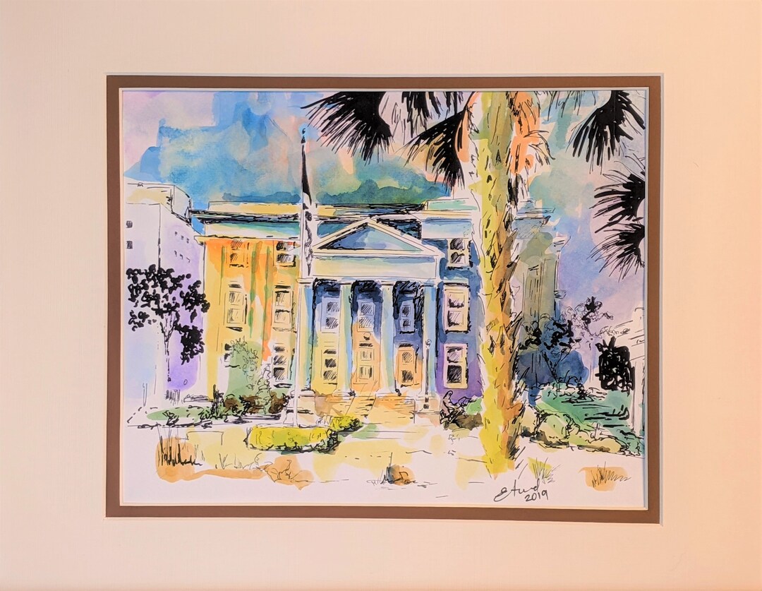 Historic Manatee County Courthouse in Ink and Watercolor by Erica Arend ...
