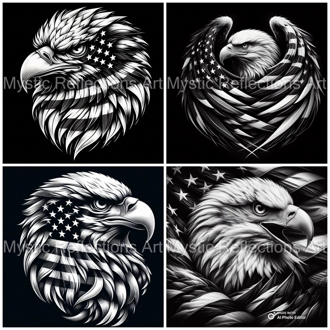 Eagle Flag Laser Engraving PNG Files: Slate Coaster Design (set of 4 ...