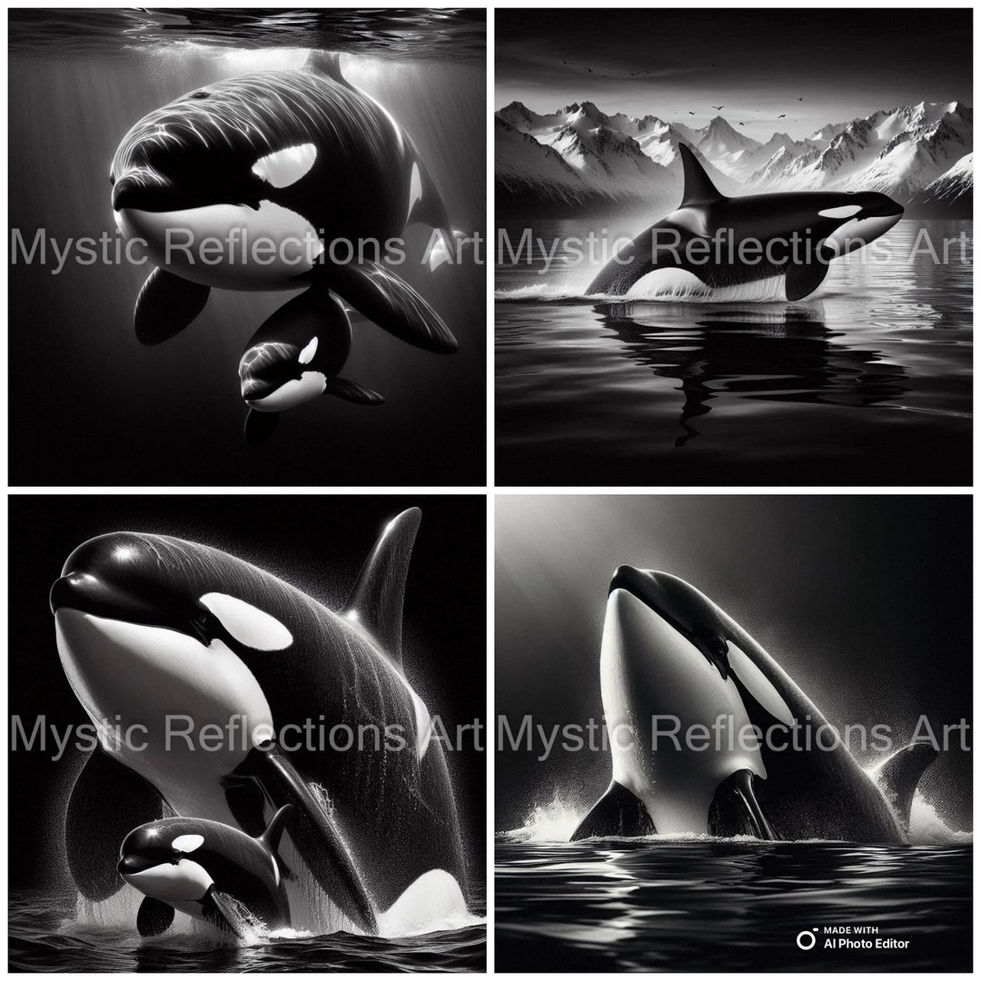 Orca Laser Engraving Files: Wildlife Slate Coaster Designs (PNG Digital ...