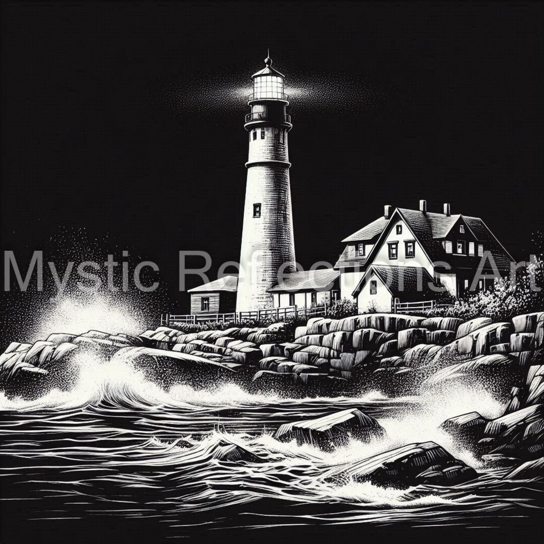 Lighthouse Laser Engraving PNG File: Slate & Ceramic Tile - Etsy