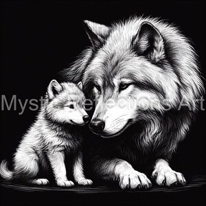 Wolf and Pup Slate Coaster Laser Engraving Designs (PNG Digital ...