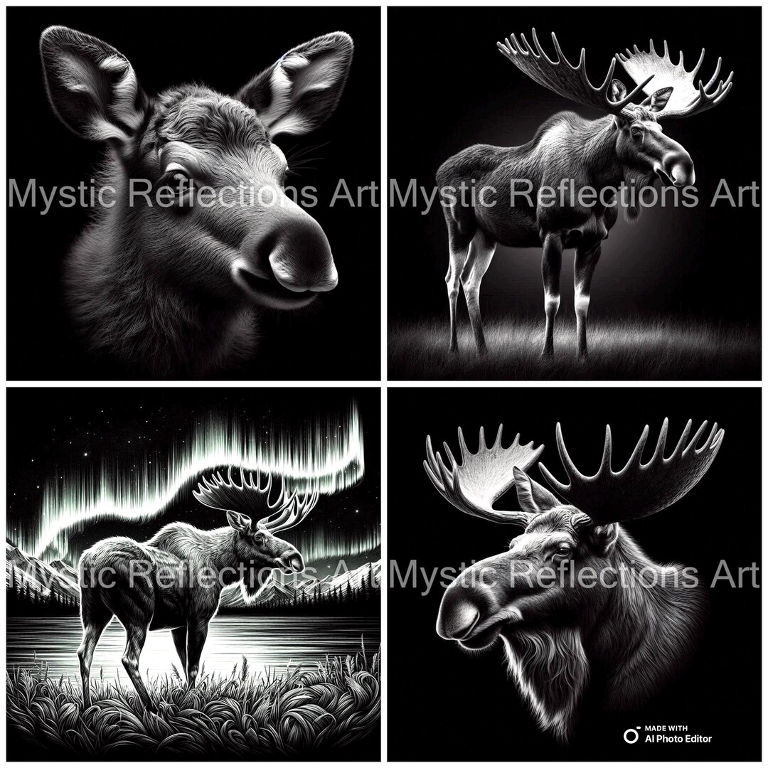 Moose Laser Engraving Files: Wildlife Slate Coaster Designs (PNG ...