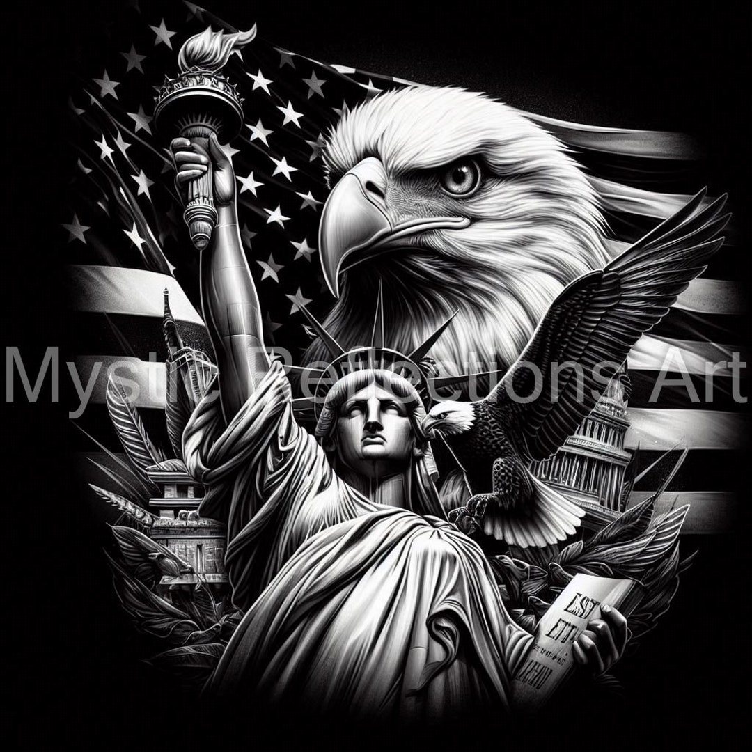 Eagle & Statue of Liberty Laser Engraving PNG File (digital Download ...